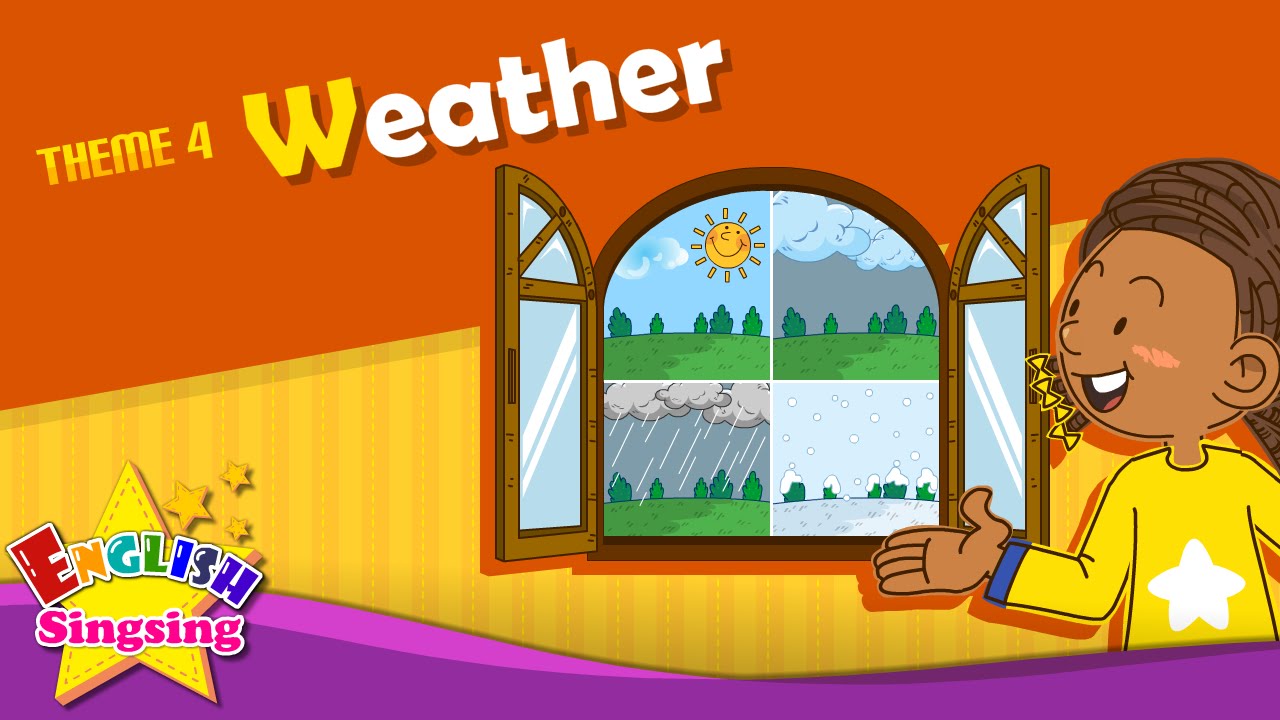 天气（儿童） (Theme 4. Weather - How's the weather? It's sunny. | ESL Song ...